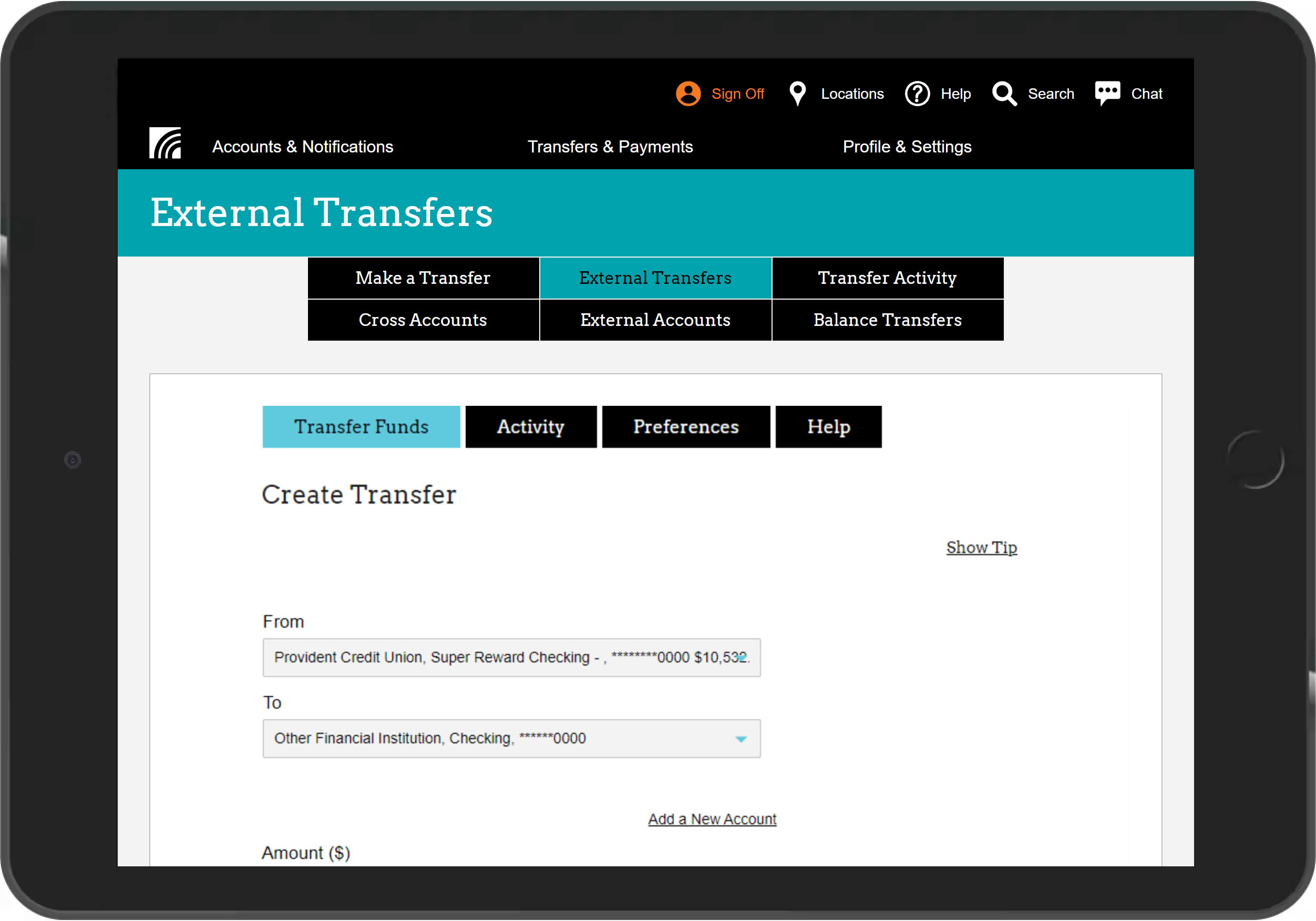 External Transfers Provident Credit Union